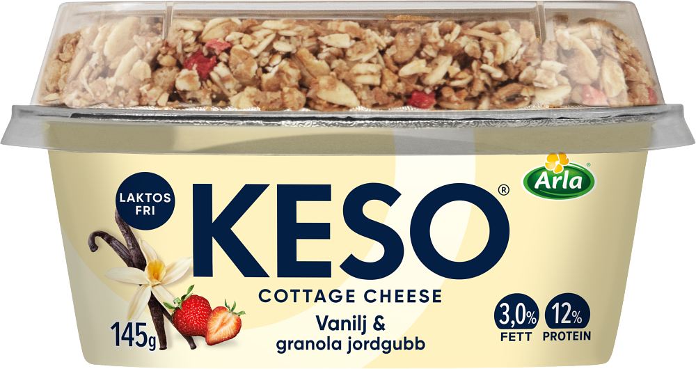 KESO® Cottage cheese vanilj granola jordg 145 g | Arla