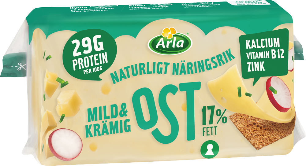 Arla® Mild & Krämig ost 17% ca 500 g | Arla